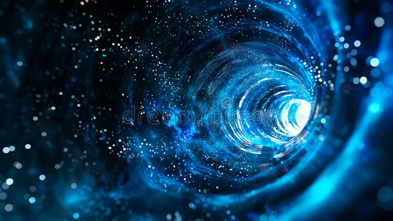 A Blue Space Tunnel with Stars and Light Stock Image - Image of galaxy ...
