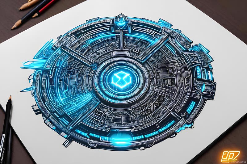 A Blue Spaceship on a White Background Stock Illustration ...