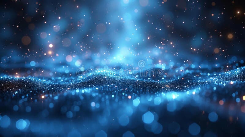 Blue Sparkling Digital Wave - Generative Ai Stock Illustration ...