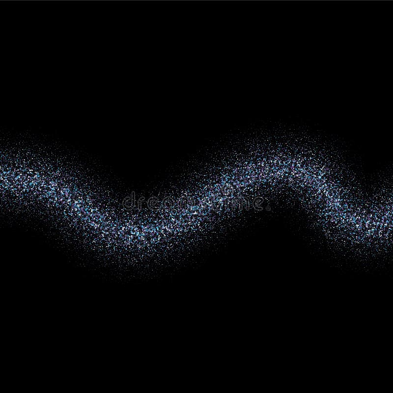 Blue, Sparkling Magic Waves with Gold Particles Isolated on Transparent ...