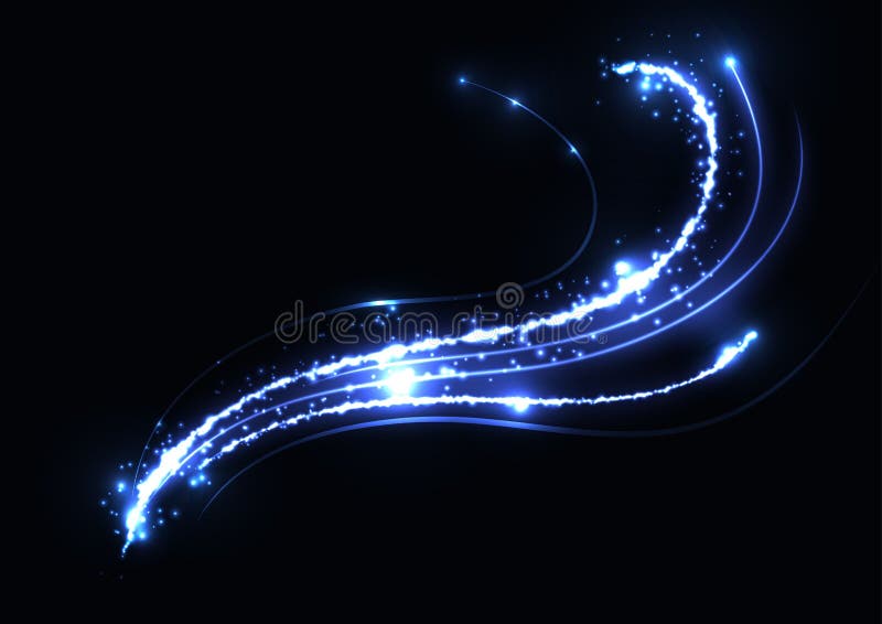 Blue sparkling magic wave stock illustration. Illustration of ...