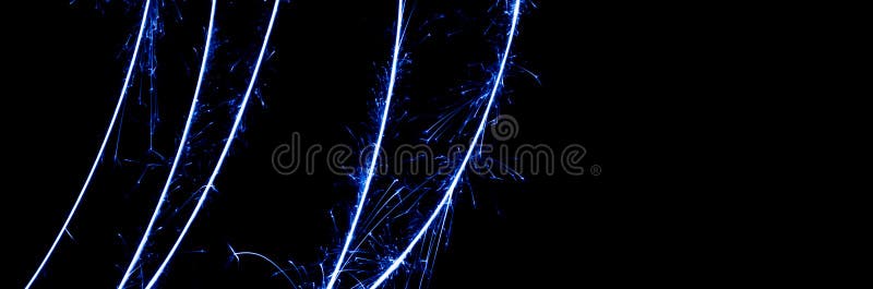 Blue Sparks in the Dark, Lines of Glowing Sparks Stock Image - Image of ...