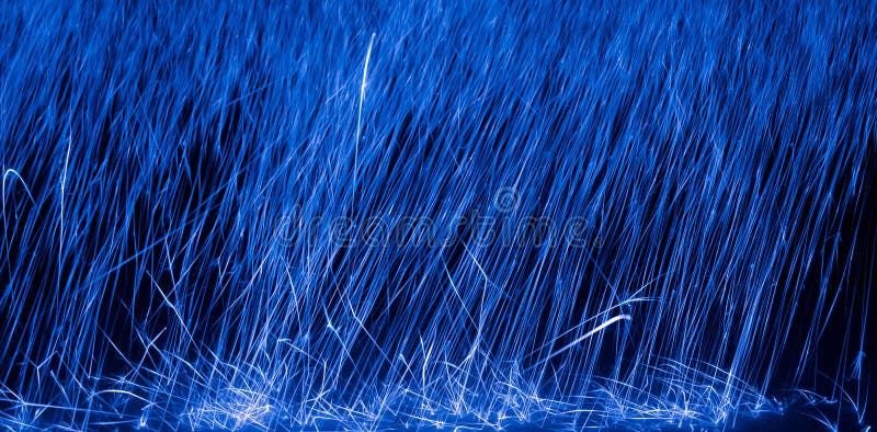 Blue Sparks in the Dark. Lines of Light Stock Image - Image of exposure ...