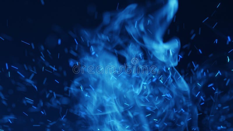 Blue Sparks and Flowing Smoke. Magic Burst with Fairy Dust Stock ...