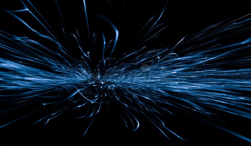 Blue Sparks from the Grinder Glowing in the Dark Stock Photo - Image of ...