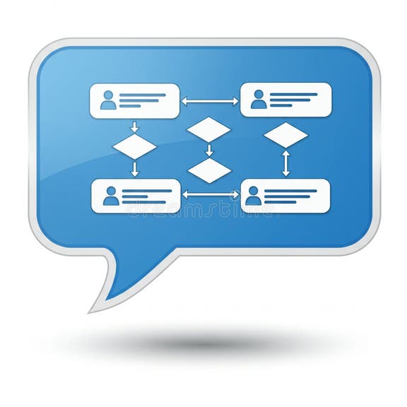Blue Speech Bubble Containing a Flowchart with Rectangular and Diamond ...