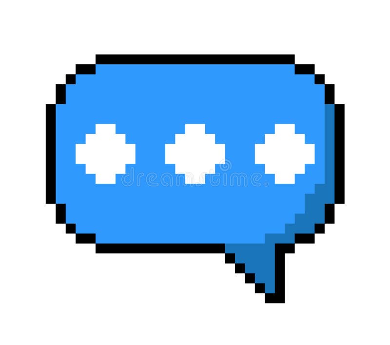 Blue Speech Bubble Emoticon Symbol, Pixel Art Design Stock Vector ...