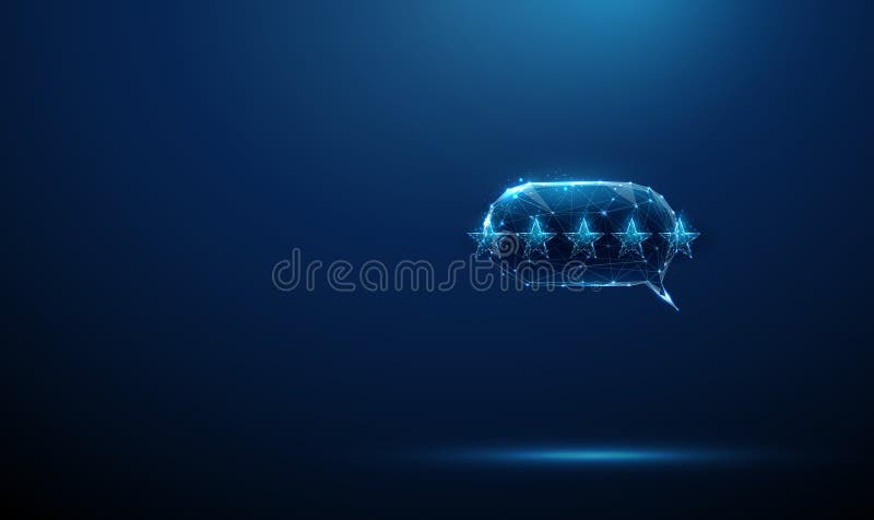 Blue Speech Bubble with Five Rating Stars. AI-driven Customer Feedback ...
