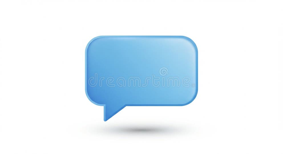 Blue Speech Bubble Icon with a Glossy Finish, Featuring a Rounded ...