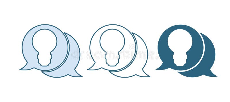 Blue Speech Bubble and Light Bulb with Concept of Idea Icon Isolated on ...