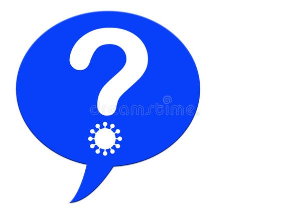 Blue Speech Bubble with Question Marks, Coronavirus, 3D-illustration ...