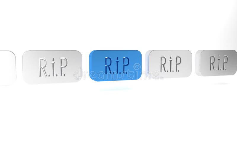 Blue Speech Bubble Rip Death Icon Isolated on White Background ...