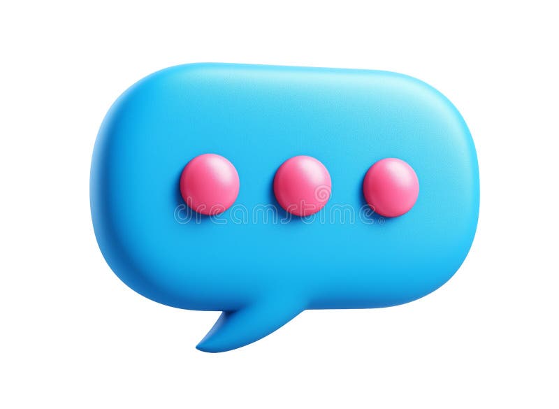 Blue Speech Bubble Showing Typing Status with Pink Dots on White ...
