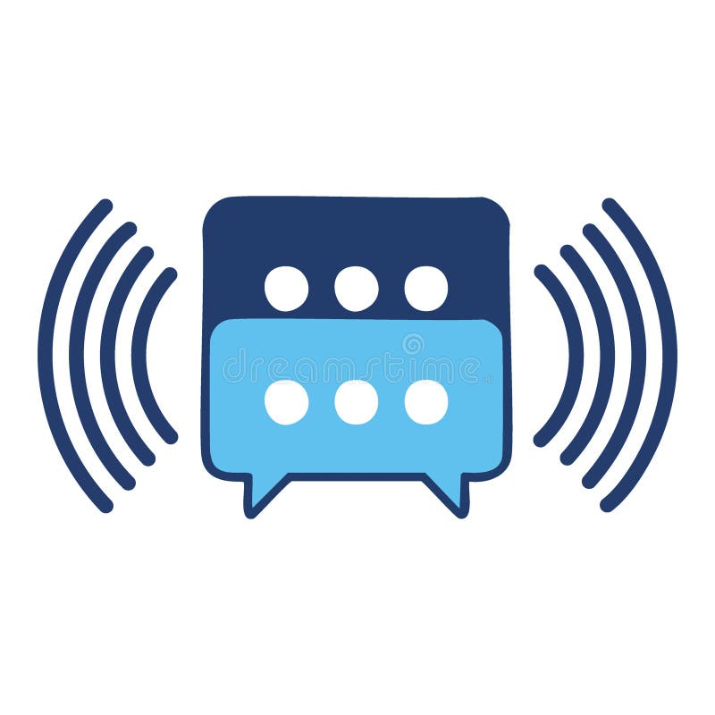 Blue Speech Bubble with Signal Waves. Abstract Icon of a Speech Bubble ...