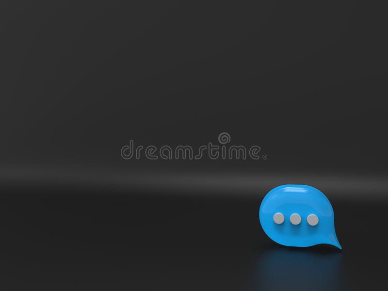 Blue Speech Bubble Talk Icon on Black Background. Concept Conversation ...