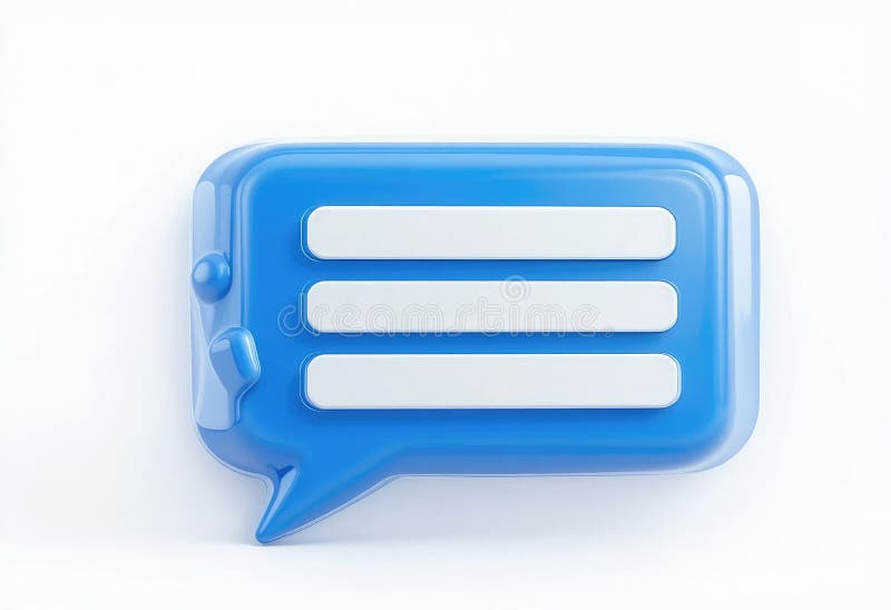 Blue Speech Bubble with White Lines Message Icon 3d Render Stock ...