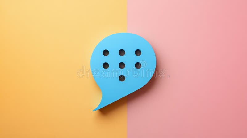 Blue Speech Bubble on Yellow and Pink Background Stock Illustration ...