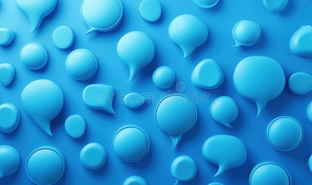 Blue Speech Bubbles Background with 3D Effect for Communication Themes ...