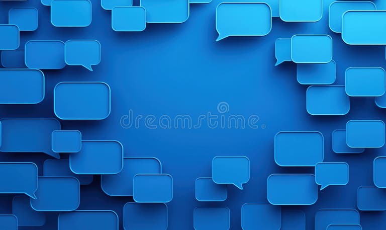 Blue Speech Bubbles Background Design for Communication and Messaging ...