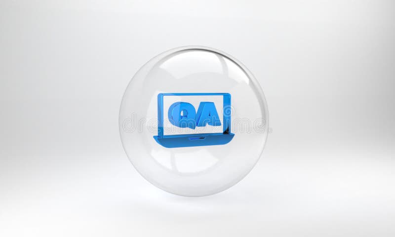 Blue Speech Bubbles with Question and Answer Icon Isolated on Grey ...