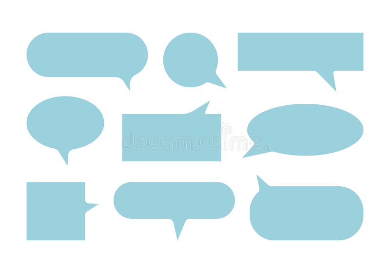 Blue Speech Bubbles Set. Speak Blank Text Box, Chatting Place, Message ...