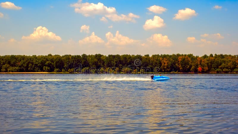 Blue speed boat stock image. Image of jury, race, recreation - 114540339