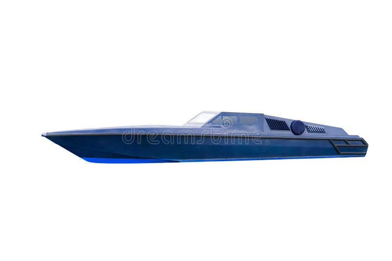 Blue Speed Boat Isolated on White Background Stock Photo - Image of ...