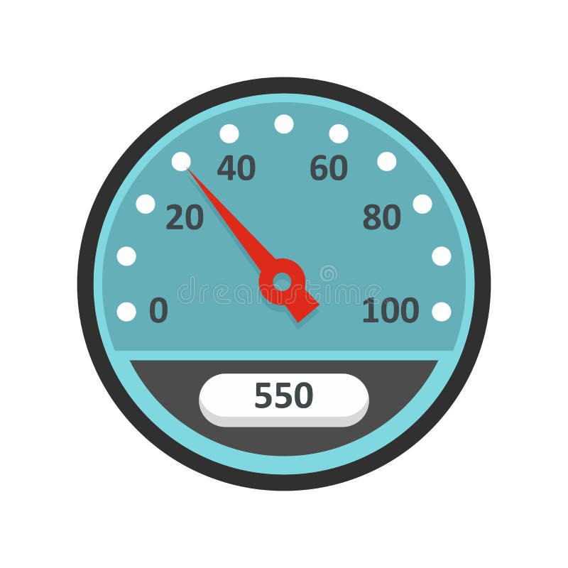 Blue Speedometer Icon, Flat Style Stock Vector - Illustration of ...