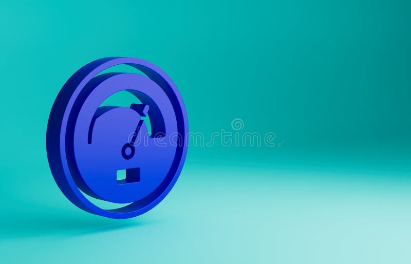 Blue Speedometer Icon Isolated on Blue Background. Minimalism Concept ...