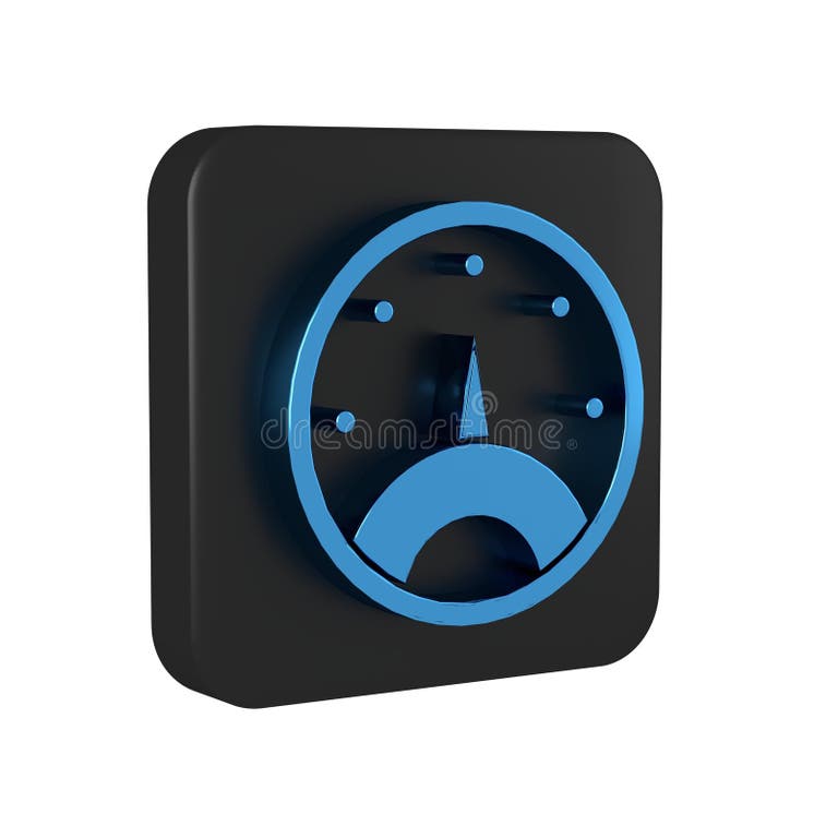 Blue Speedometer Icon Isolated on Transparent Background. Black Square ...