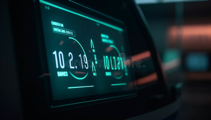 Blue Speedometer Illuminates Car Dashboard at Night Generated by AI ...