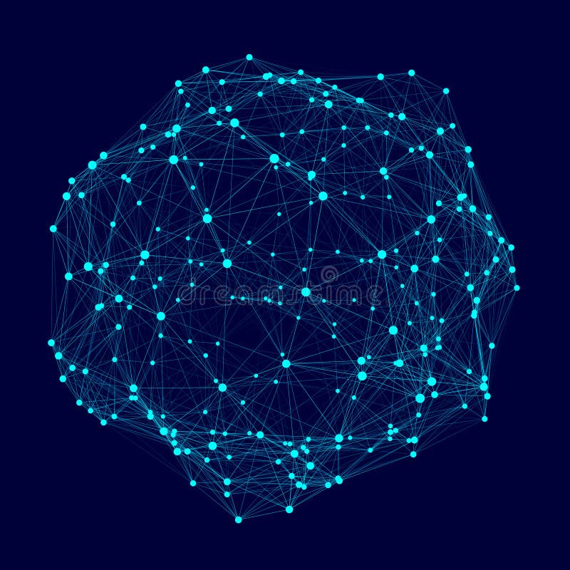 Blue Sphere Consisting of Particles. Modern Wireframe Elements ...
