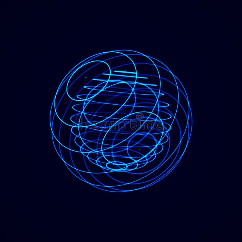 Blue Sphere Consisting of Points. Modern Wireframe Elements. Technology ...