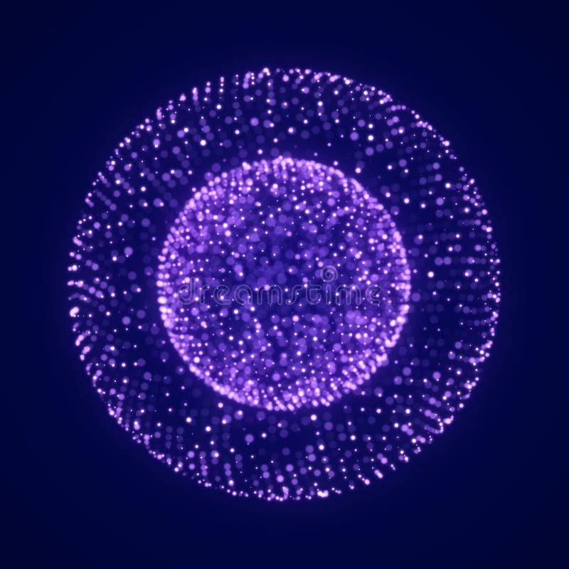 Blue Sphere Consisting of Particles. Modern Wireframe Elements ...