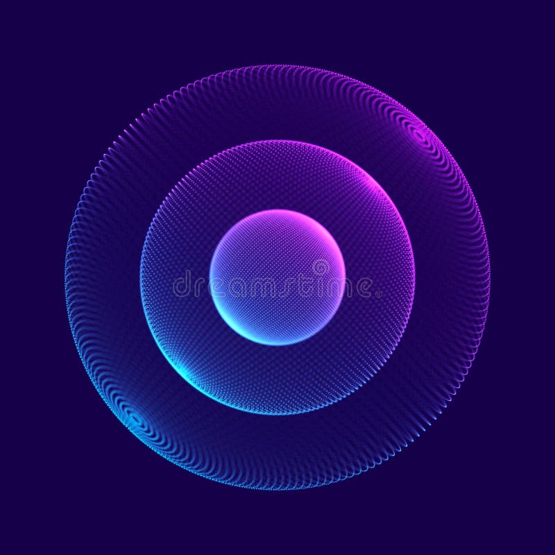 Blue Sphere Consisting of Points. Modern Wireframe Elements. Technology ...