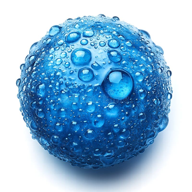 Blue Sphere Covered in Water Droplets Freshness Hydration Texture Stock ...