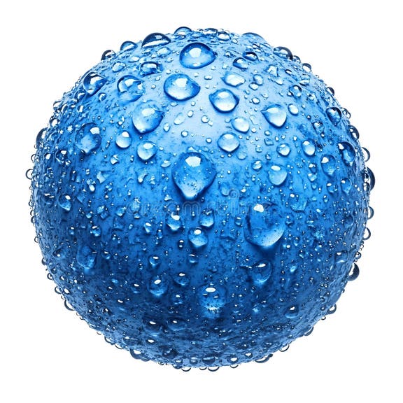 Blue Sphere Covered in Water Droplets Refreshing Hydration Concept ...