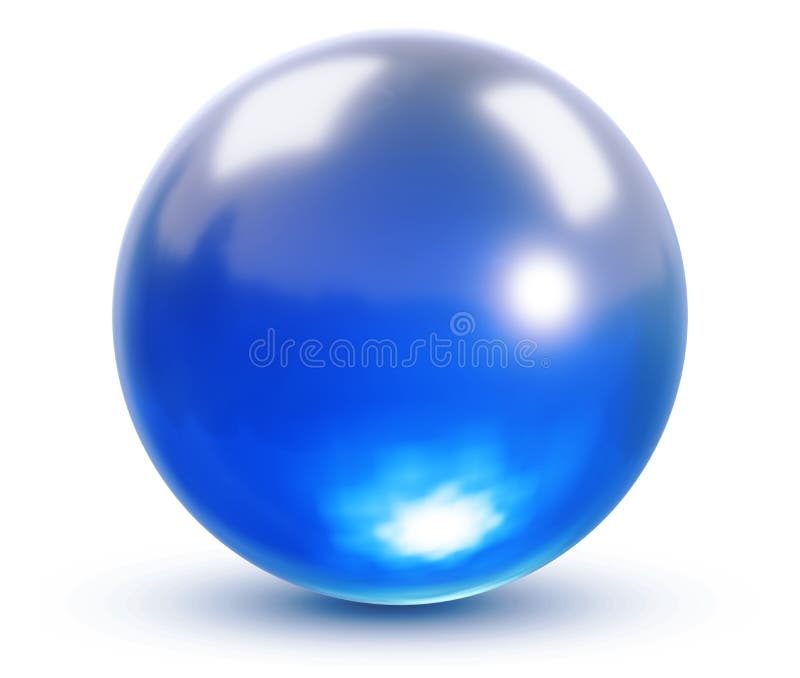 Blue Sphere 3D, Glossy and Shiny Isolated Stock Illustration ...