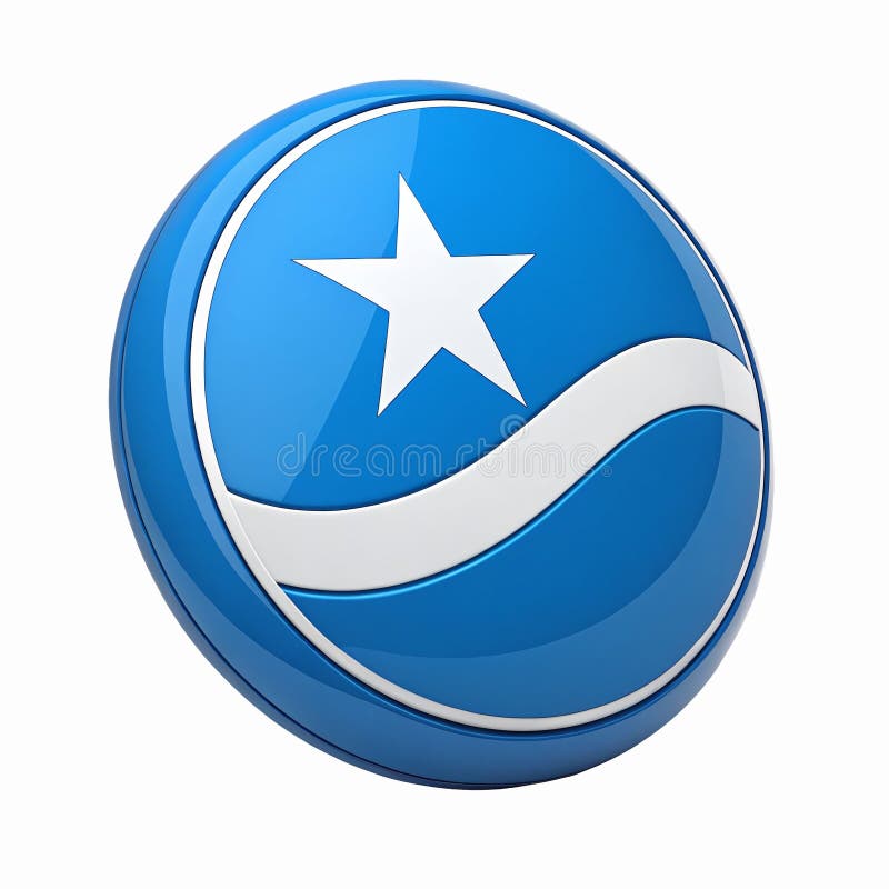 Blue Sphere Featuring Star and Wave Design with Transparent Background ...