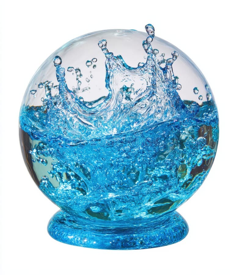 A Blue Sphere Filled with Bubbles Resting on a Clean White Background ...