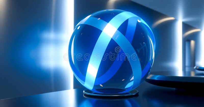 Blue Sphere with a Blue Line on it Stock Photo - Image of sphere ...