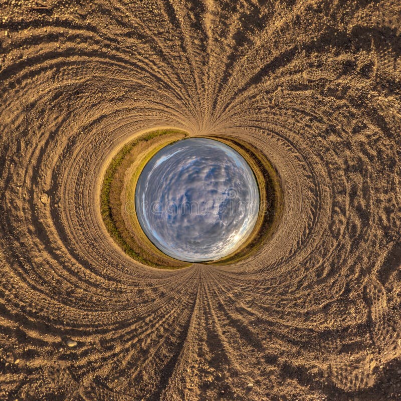 Blue Sphere Little Planet Inside Field Background Stock Image - Image ...