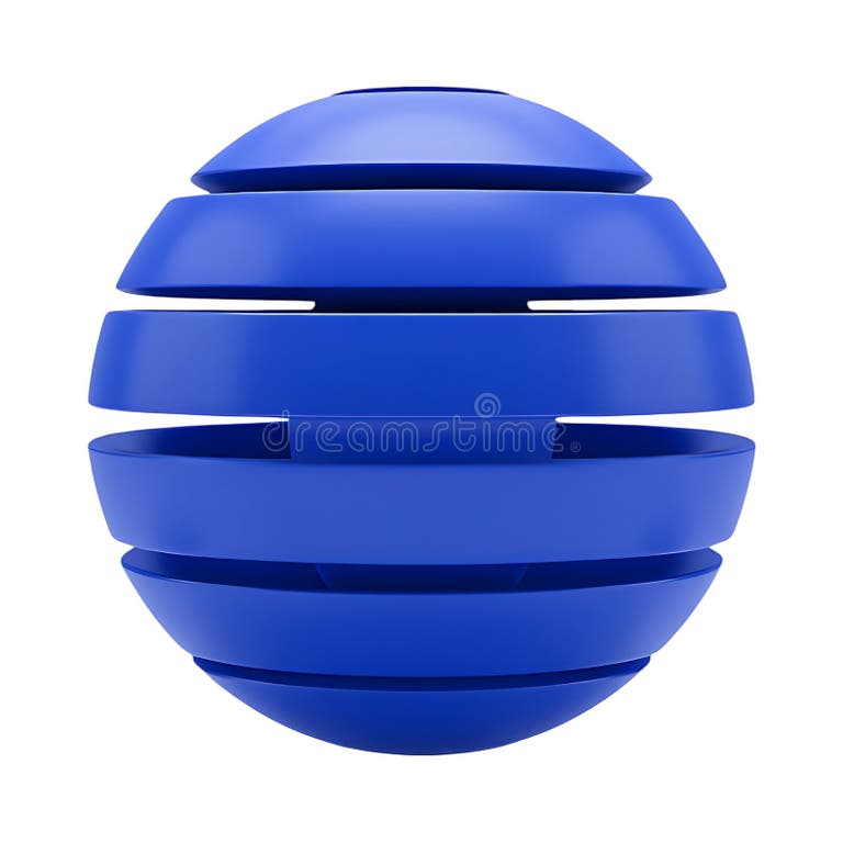 A Blue Sphere Made of Horizontal Sections Separated by Space on White ...