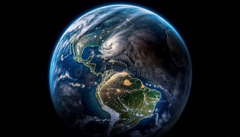 A Blue Sphere Orbits Our Planet Earth Generated by AI Stock ...