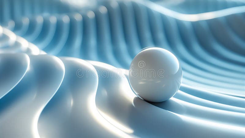 Blue Sphere Rolling on Smooth Layered Surface, Abstract Geometric ...