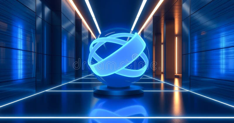 Blue Sphere with a White Circle in the Middle Stock Photo - Image of ...