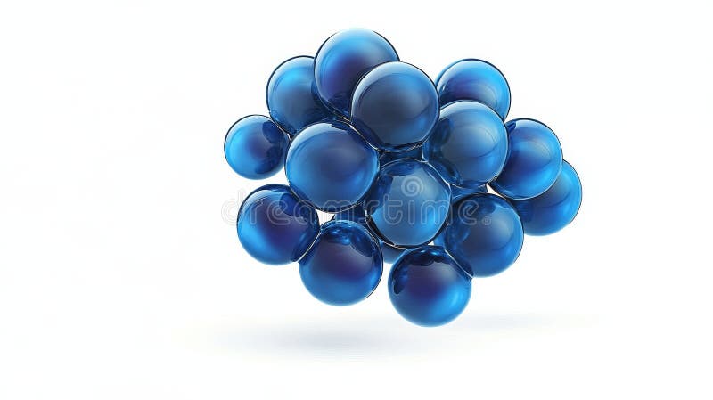 Blue Spheres Cluster on Solid Background a Cluster of Blue Spheres ...