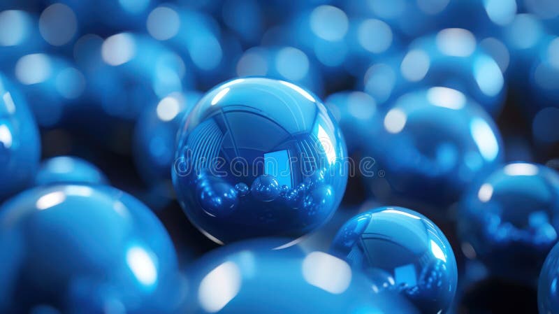 Blue Spheres in 3D Render stock illustration. Illustration of futurism ...
