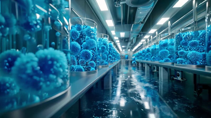 Blue Spheres in Glass Containers in a Laboratory Stock Footage - Video ...