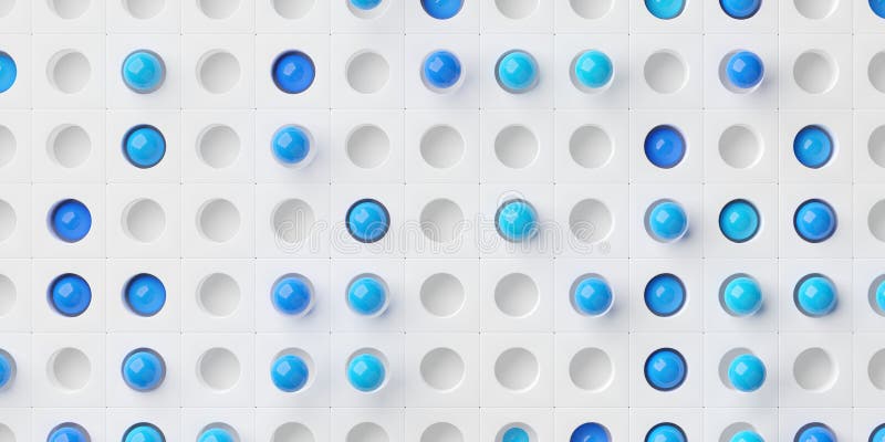 Blue Spheres in White Grid Background, Abstract Business or Data ...
